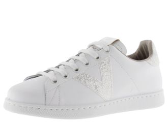 Victoria Low-Top Tennis Leder & Glitter Logo & Ferse 1125188 für Damen Blanco 40