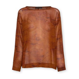 Elena Miro Bedruckte Georgette-Bluse - - Blouses & Shirts - Damen - Braun - M