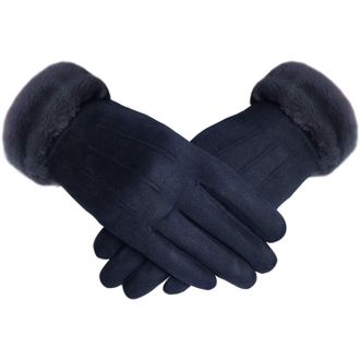 TOSKATOK Damen Damen Stilvolle Kunstleder Wildleder Weiche warme gem&uuml;tliche Winterhandschuhe mit gem&uuml;tlichem Liner und Kunstpelzmanschette