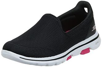 Skechers Femme Go Walk 5 Baskets, Noir (Black Textile/Trim BKHP), 37 EU