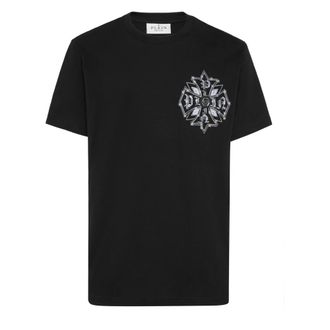 Philipp Plein Homme, Tops, Noir, Taille: XL Round Neck T-Shirt Truck Gothic Plein