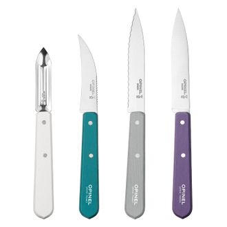 Opinel Opinel K&uuml;chenmesser-Set, Essentials, 4-teilig Messer, Edelstahl, Violett/Silber/T&uuml;rkis/Wei&szlig;, 19.5 x 2 x 1 cm, 4-Einheiten, 254376