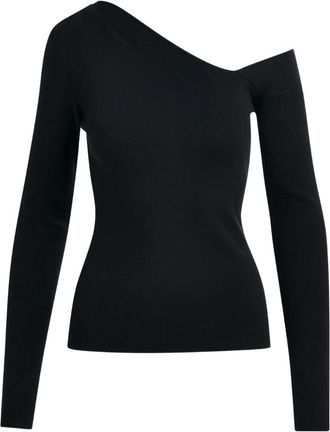 Essentiel pull Imeric côtelé à design asymétrique - Noir