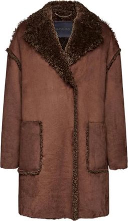 Elena Miro Femme, Manteaux, Brun, Taille: 54 FR Manteau en tissu doux avec poches