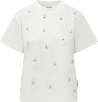 Des_Phemmes DES Phemmes, Femme, Tops, Blanc, Taille: 38 FR T-shirt en coton orn&eacute;