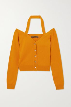 Zeynep Arcay Schulterfreier Neckholder-cardigan Aus Kaschmir - Gold