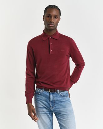 GANT Herren Polopullover aus extrafeiner Merinowolle (XXXL) PLUMPED Rot