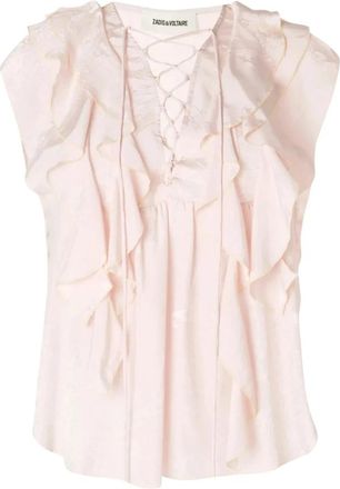 Zadig&Voltaire Top &agrave; lacets Time - Femme - Tops - Rose - Taille: 38 FR