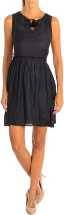 Le Temps Des Cerises Kurzes Kleid- Schwarz- V-Ausschnitt- Rei&szlig;verschluss- Weicher Stoff- Gef&uuml;ttertes Inneres - - Dresses - Damen - Schwarzk - XS
