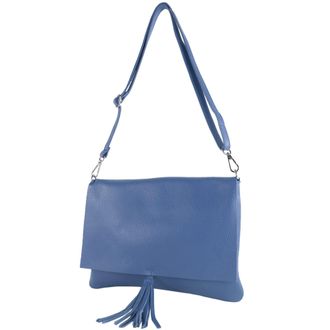 modamoda.de T241 - ital. Leder Clutch Umhängetasche Medium, Farbe:Signalblau