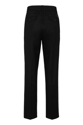 Moncler Mens Tailored Wool Flannel Pants Black Virgin Trousers