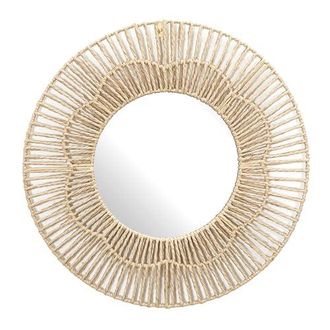 The Home Deco Factory HD0449, Miroir Rond 50 cm, D&eacute;coration Murale &Eacute;l&eacute;gante, Finition Durable, Polyvalent pour Salon, Salle de Bain ou Entr&eacute;e, Effet Agrandissant, Marron, M