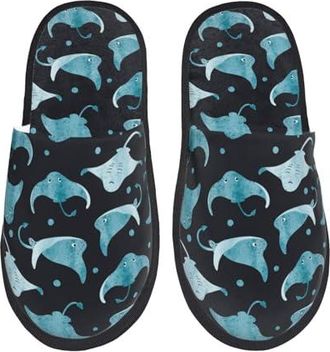 Generic Pantoufles En Feutre Jolis Pois Aquarelle De Raie Cozy Pantoufles De Maison Portative Chausson Hotel Pour Voyage Camping Automne L