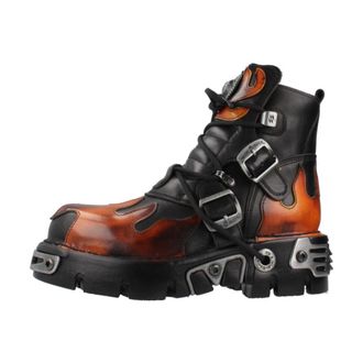 New Rock Metallische Schn&uuml;rstiefeletten - - Shoes - Damen - Schwarzk - 37 EU