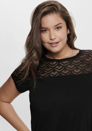 Only Carmakoma Longshirt ONLY CARMAKOMA CARFLAKE, Damen, Gr. L, schwarz, Jersey, Obermaterial: 100% Viskose, unifarben, figurumspielend Po-bedeckend, Rundhals, anges