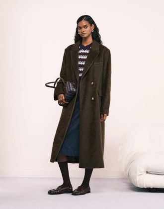 Asos Manteau oversize bross&eacute; - Kaki fonc&eacute;-Brown