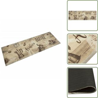 vidaXL K&uuml;chenteppich Waschbar Kaffee Braun 60x180 cm Samt - K&uuml;chenl&auml;ufer - Samt - Kaffeefarbe - Rutschfest - Maschinenw&auml;sche
