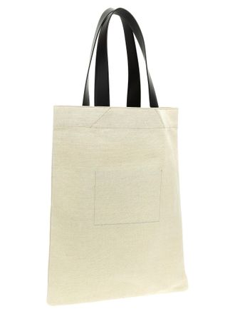 Jil Sander Canvas with Leather Handles Shopping Bag - Cream