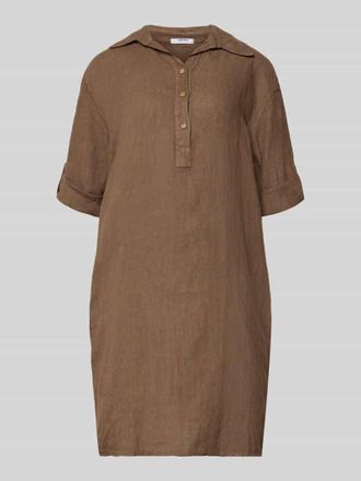 Zabaione Knielanges Leinenkleid mit Knopfleiste Modell Al44inii
