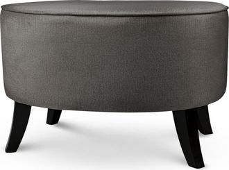 MG Design Ovaler Samt-Hocker 62 x 72 cm in Grau mit Holzbeinen - Gepolsterter Fu&szlig;hocker f&uuml;r Wohnzimmer oder Schlafzimmer