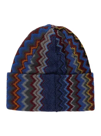 Missoni Mens Beanie, Brown Wool Acrylic Hat
