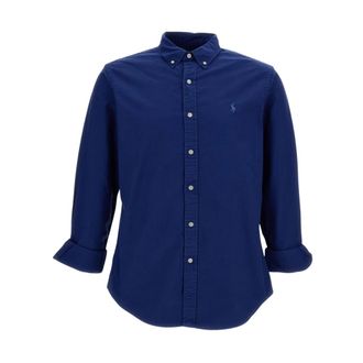 Polo Ralph Lauren Homme, Chemises, Bleu, Taille: L Chemise Piqu&eacute; Boutonn&eacute;e