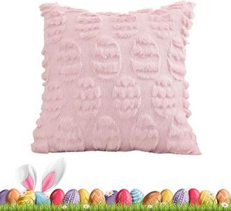 Generic Kissenbez&uuml;ge - 45 x 45 cm aus weichem Leinen mit Eier-Druck, dekorativer Kissenbezug f&uuml;r Sofa, Fr&uuml;hling, Pastell, Bauernhof mit vibrierenden Eiern, So