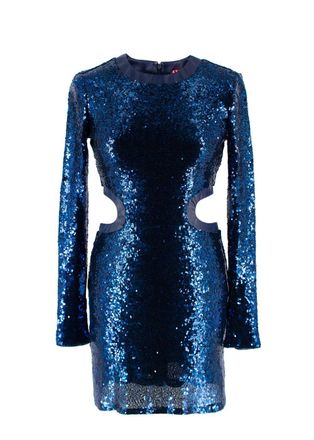 Staud Cobalt Sequin Long Sleeve Mini Dolce Dress Size XS