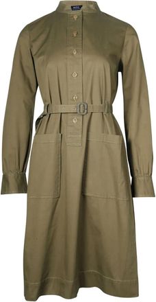 A.P.C. robe ceinturée à boutonnière devant - Vert