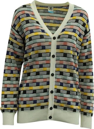Missoni cardigan en maille intarsia à rayures - Blanc