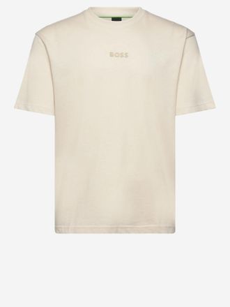 HUGO BOSS Mens Cotton T-Shirt Light Beige T-Shirts And Polos