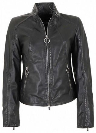 Jilani Lederjacke Kiran Jilani - Damen Lederjacke Lammnappa schwarz