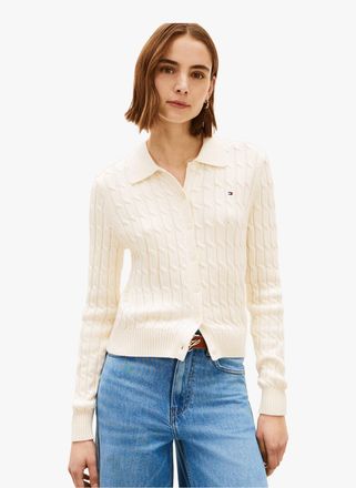 Tommy Hilfiger Cardigan en maille c&ocirc;tel&eacute;e de coton