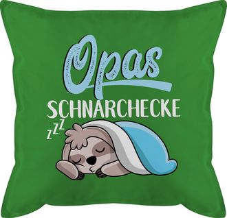Shirtracer Kissen 50x50 - Opa Gro&szlig;vater - Opas Schnarchecke mit Faultier - wei&szlig; - 50 x 50 cm - Gr&uuml;n - Geschenke f&uuml;r gro&szlig;v&auml;ter Geschenk Grandpa schnarchplatz sofa