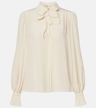 Valentino Blouse en soie &agrave; appliqu&eacute; floral