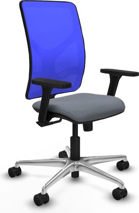 Piqueras y Crespo Stuhl mit Lendenwirbelst&uuml;tze, mit 3D-Armlehnen, ausgestattet mit 3 Positionen und Schneideschaum, mit Rollen von 65 mm, Nylon, Blau/Grau