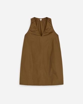Arket Gerafftes Kleid Mit V-Ausschnitt -Braun