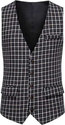 Generic Gilet tartan pour homme | Vestes intelligentes et d&eacute;contract&eacute;es pour homme - Grande coupe formelle - Gilet formel &agrave; boutons - V&ecirc;tement dext&eacute;rieur unis