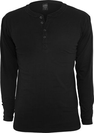 Urban Classics Herren Basic Henley L/S Tee Sweatshirt, Schwarz (Black 7), XS