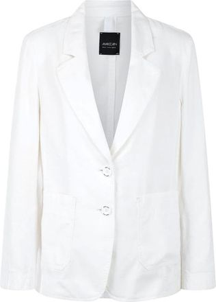 Marc Cain Femme, Vestes, Blanc, Taille: 46 FR Blazer en m&eacute;lange coton-lin