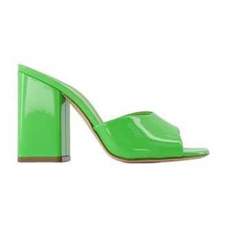 PARIS TEXAS Womens Holly Anja Mules Kiwi Leather Green Shoes