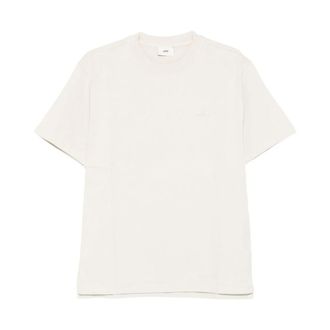Autry Beige Crew Neck Logo Patch T-shirt - - Tops - Herren - Beige - S