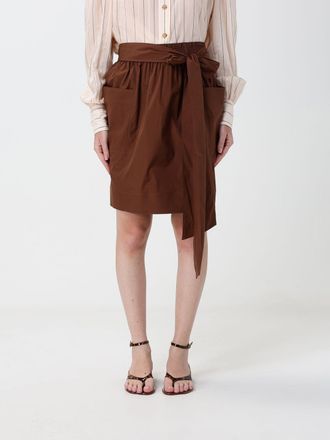Chlo&eacute; Mini-jupe asym&eacute;trique en coton taille haute avec ceinture &agrave; nouer
