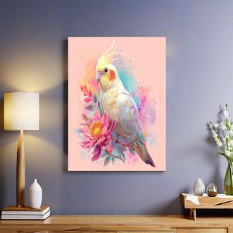 Generic Rosa Leinwandbild 30 x 20 cm Tierischer s&uuml;&szlig;er Papagei Kunstdruck Wandbild Foto Poster Bild Fertig zum Aufh&auml;ngen Aesthetic Deko Flur k&uuml;che B&uuml;ro Villa B