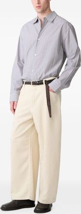 STUDIO NICHOLSON Mens Cropped Wide-Leg Paolo Jeans Cream Cotton