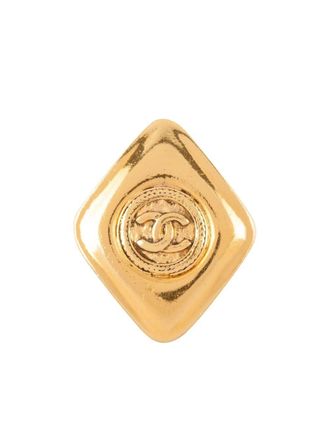 Chanel broche &agrave; logo (ann&eacute;es 1980) - Or