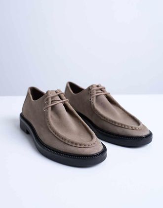 Topshop Banks - Chaussures en daim véritable à lacets - Taupe-Neutre