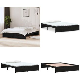 vidaXL Massivholzbett Schwarz 140x190 cm - Massivholzbette - Schwarzes Bett - Kiefernholzbette - Doppelbett - Boxspringbett - Home & Living
