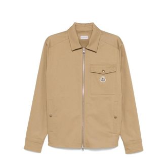 Moncler Homme, Vestes, Beige, Taille: XL Surchemise Beige en Coton avec Poche Zipp&eacute;e