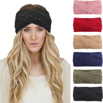 Dreshow 6 St&uuml;ck Winter Stirnband Damen Strick Ohrenw&auml;rmer Stirnb&auml;nder M&auml;dchen Gestrickt Stirnband Kopfband Haarband Headwrap Frauen Haarb&auml;nder